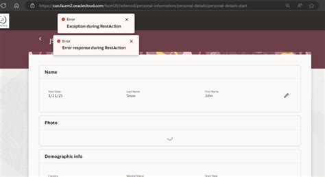 Photo Is Not Loading For Pending Workers And Hr In Redwood Pages