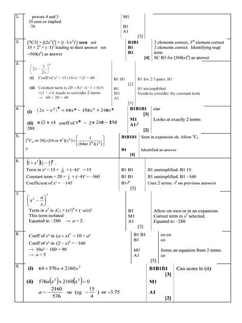 Practice Sheet Binomial Theorem Answer Key Pdf