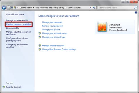 Create Password Reset Disk