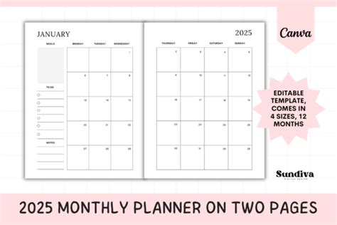 2025 Dated Monthly Planner Template Graphic By Sundiva Design