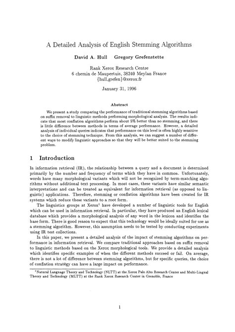 Pdf A Detailed Analysis Of English Stemming Algorithms