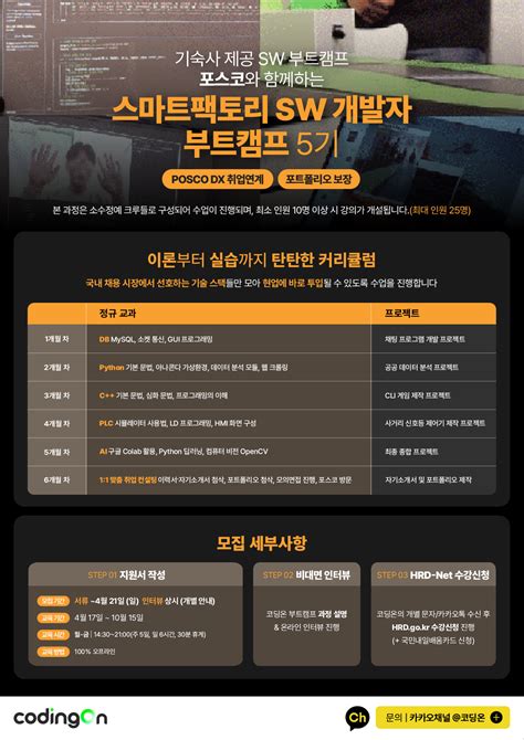 포스코x코딩온 포스코와 함께하는 스마트팩토리 SW 개발자 부트캠프 기 요즘것들