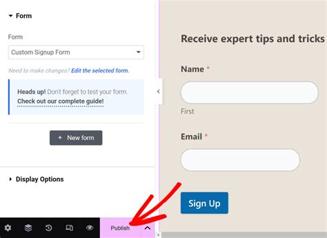 how to create a custom signup form in elementor