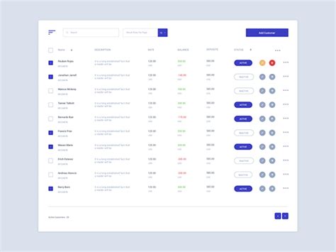 Data Table Ui Design Light Version Behance