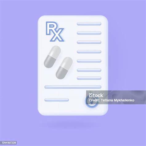 3d 처방 패드 Rx 종이 의사의 형태 진단 약물 과 의료 목록 알 약의 복용량을 처방의 개념 처방전에 서명 캡슐 영수증 벡터 일러스트레이션 3차원 형태에 대한 스톡 벡터