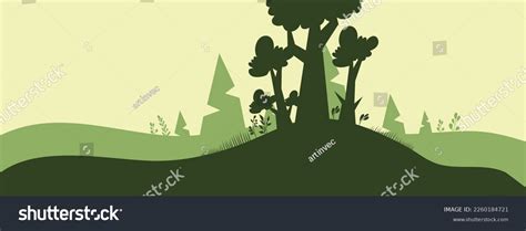 Forest Landscape Trees Grass Vector Illustration Stock Vector Royalty