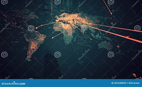 Global Network Connections Visualized On A World Map Stock Image Image Of Connection Movement