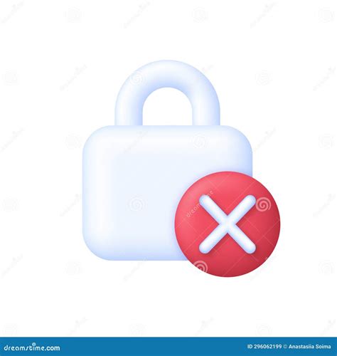 3d padlock and cross mark cyber security to protect personal data