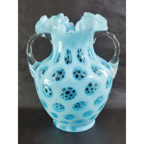Sold Price Beautiful Fenton Opalescent Vase Two Handles Invalid Date Edt
