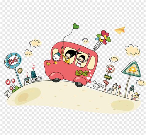 Bus Cartoon Public Transport Love Bus Comics Balloon Png PNGEgg