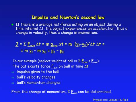 Ppt Physics 101 Lecture 14 Impulse And Momentum Powerpoint