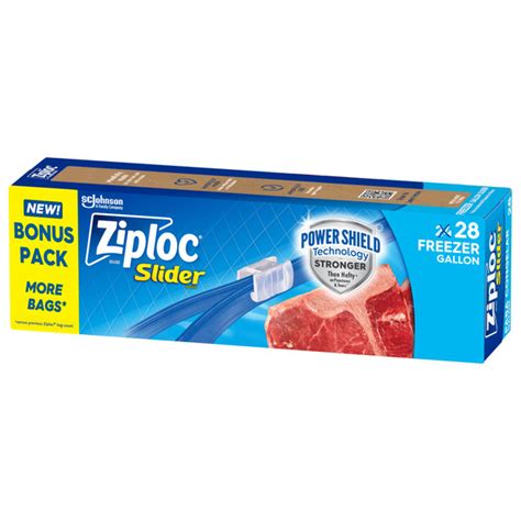 Safeway Ziploc Gallon Freezer Slider Bags Power Shield™ Technology For