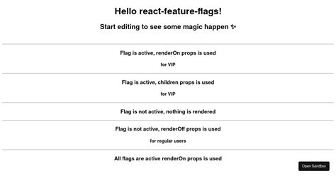 React Feature Flags Examples Codesandbox