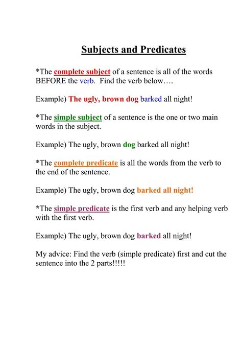 Subjects And Predicates