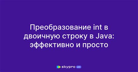 Преобразование Int в двоичную строку в Java эффективно и просто
