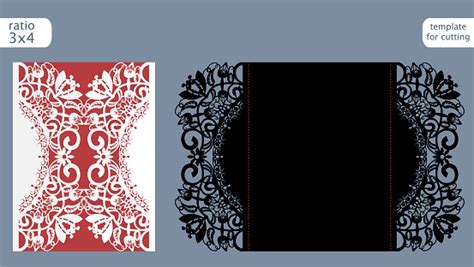 레이저 컷된 결혼식 초대 카드 서식 파일 벡터입니다 다이 컷 추상적인 패턴 종이 카드 컷아웃 종이 게이트 레이저 절단에 대 한 카드를 접어 또는 다이 절단 서식 파일