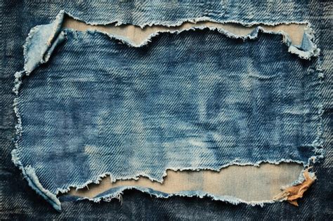 Coarse Denim Surface With Tear Premium Ai Generated Image