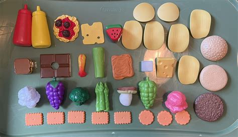 27 Piece Lot Plastic Pretend Play Food Vegetables Ketchup Mustard Chips Burger Ebay