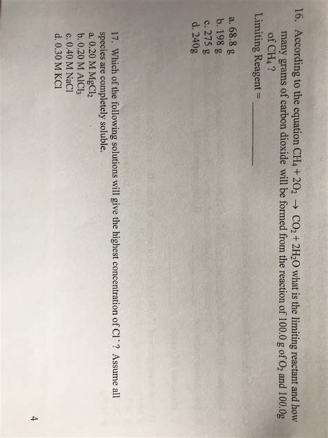 Solved 16 According To The Equation Ch4 2o2 → Co2 2h2o