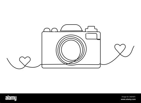 Modern Camera Continuous One Line Drawing Of Minimalist Outline Vector Design Stock Vector Image