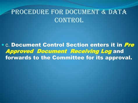 PPT PROCEDURE FOR DOCUMENT DATA CONTROL Part II PowerPoint Presentation ID