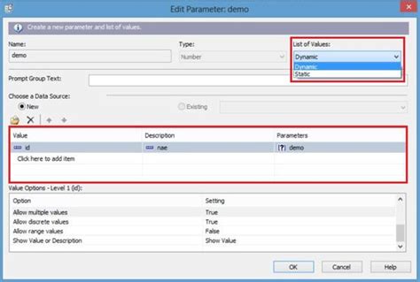 Edit Parameter Field
