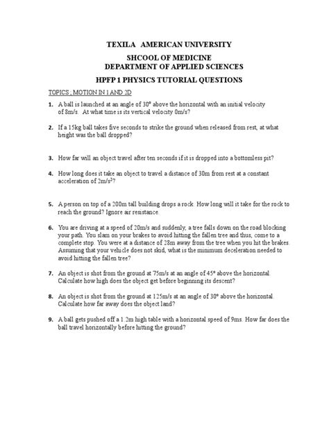 1 And 2d Motion Incline Plane Pdf