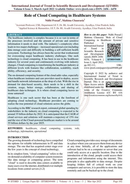 Cloud Computing And Healthcare Services Ppt