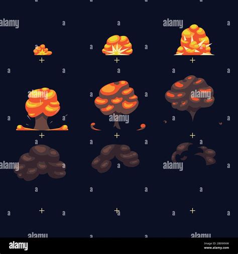 Vector Explosion War Game Blast Fx Animation Frames Sprite Effect