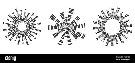 Circle Sound Wave Audio Music Equalizer Round Circular Icons Set Spectrum Radial Pattern And