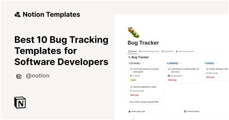 Best 10 Bug Tracking Templates For Software Developers Notion