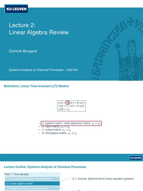 L2 Linear Algebra Review Pdf Eigenvalues And Eigenvectors Matrix Mathematics