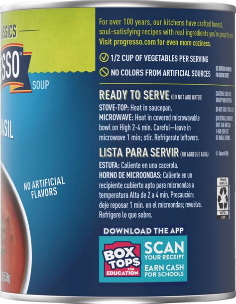 Progresso Soup Vegetable Classics Tomato Basil Planogram Right