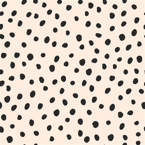 Cute Black Hand Drawn Polka Dot On Beige Background Vector Seamless Jumble Brush Spots Pattern