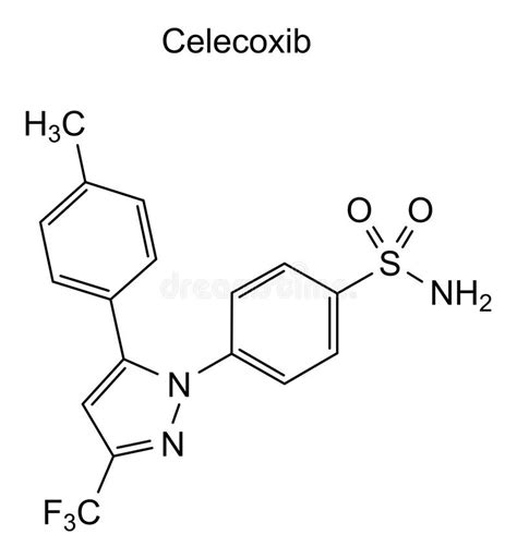 Chemical Structure Of Celecoxib Drug Substance Stock Illustration Illustration Of Chemistry