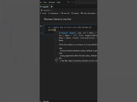 Generate Fibonacci Series in Python using ONLY 1 Line of Code #ytshorts #shorts #youtubeshorts ...