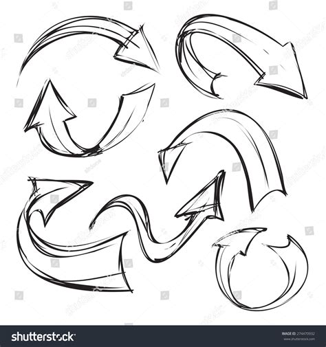 Vector Illustration Curved Arrows Simple Sketch Stock Vector Royalty Free 274470932
