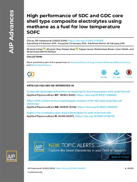 Pdf High Performance Of Sdc And Gdc Core Shell Type Composite