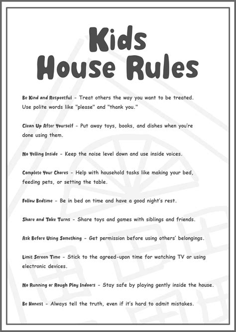 Household Rules 13 Free Pdf Printables Printablee
