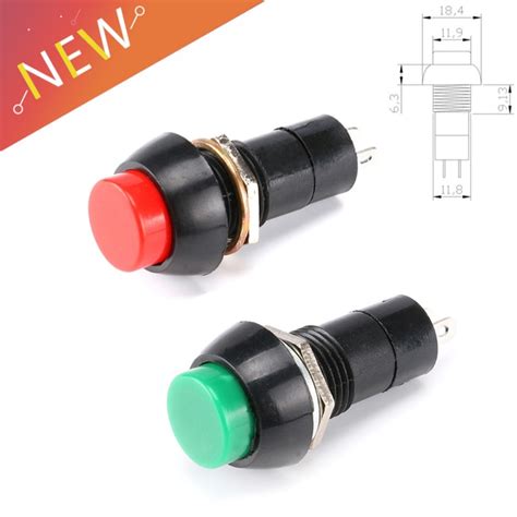 PBS A Round Push Button Switch On Off Pin Self Locking Bolt On A VAC Green Red Shopee