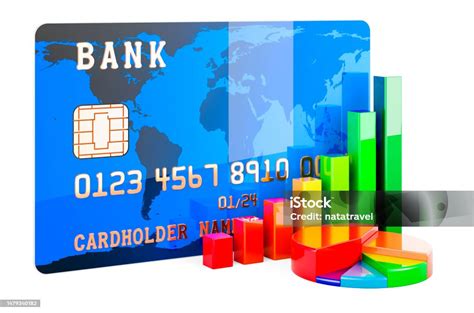 성장 막대 그래프와 원형 차트가 있는 신용 카드 3d 렌더링 3차원 형태에 대한 스톡 사진 및 기타 이미지 3차원 형태 개념 개념과 주제 Istock