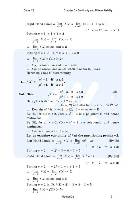 Ncert Solutions For Class Maths Chapter Continuity And Differentiability Mathongo