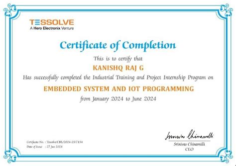 kanishq raj on linkedin internship embeddedsystems iot tessolve