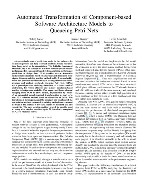 Pdf Automated Transformation Of Component Based Software Architecture