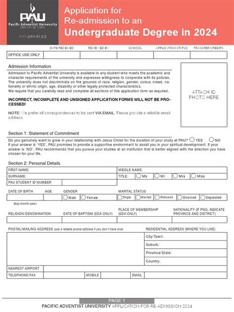 2024 Application Forms Readmission Pdf Pdf Science Fax