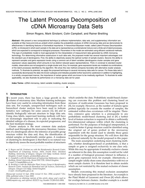 pdf the latent process decomposition of cdna microarray data sets