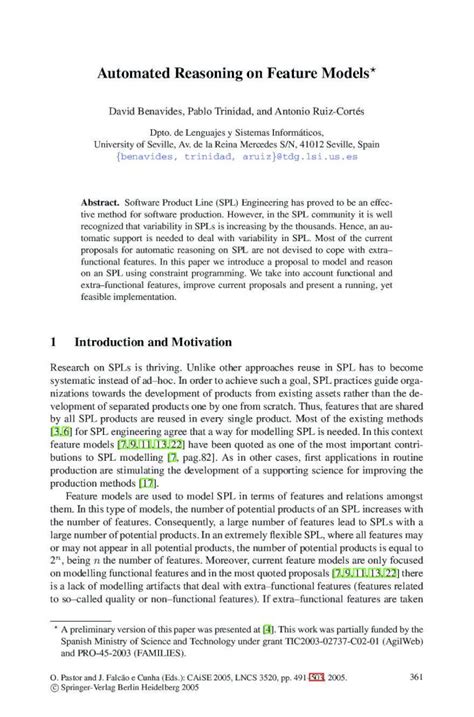 pdf automated reasoning on feature models isa group · automated