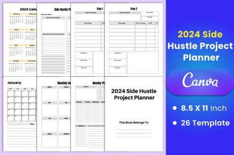 2024 Side Hustle Project Planner Canva Graphic By Munjixpro · Creative