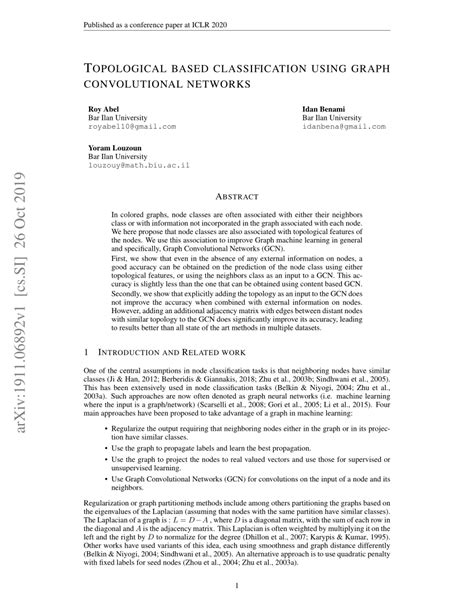 pdf topological based classification using graph convolutional networks