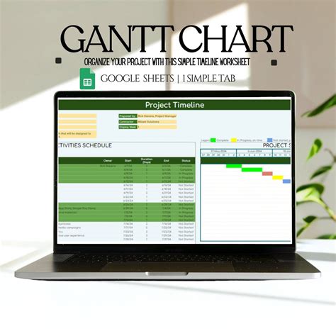 Gantt Chart Google Sheets Task Tracker Small Business Deadline Tracker Task Manager Project